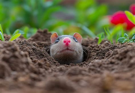 Cute Mole Peeking From Burrow Hole Stock Illustration Illustration Of