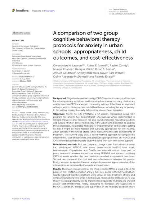 Pdf A Comparison Of Two Group Cognitive Behavioral Therapy Protocols For Anxiety In Urban