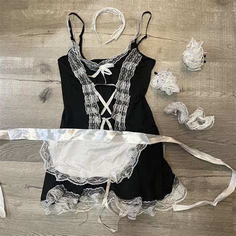 Black And White Maid Costume Set With Headband Depop