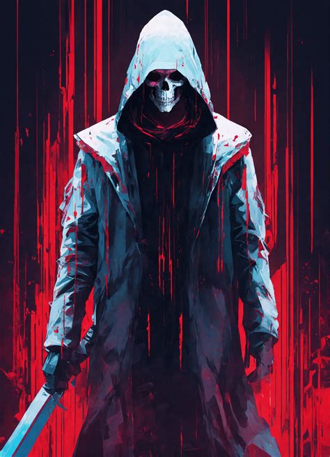 Lexica Dark Illustration Of A Grim Reaper Style Of Glitch Art