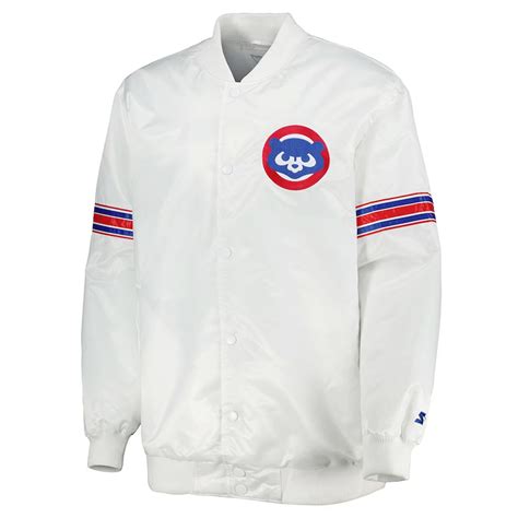 Starter Varsity Power Forward Chicago Cubs White Satin Jacket Jackets