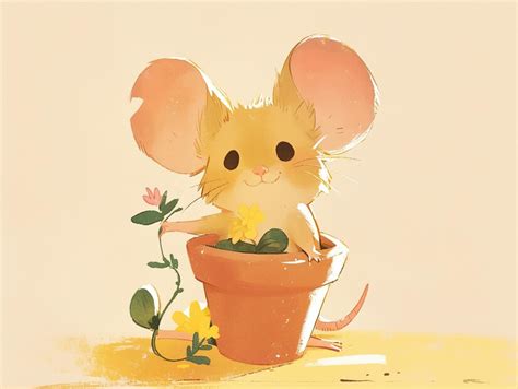 A Drawing Of A Mouse With A Pink Mouse In It Premium Ai Generated Image