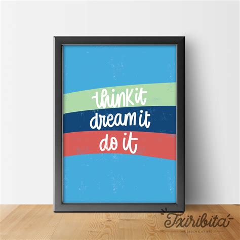 Think It Dream It Do It Lettering Design Illustration Wall Art