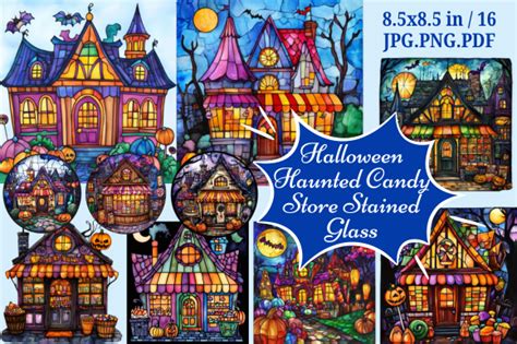 Halloween Haunted Candy Store Stained Gl Graphic By Pixargraph