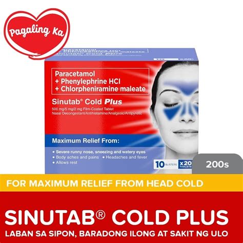 Sinutab Sinutab Cold Plus 500mg 5 Mg 2 Mg Film Coated Tablet Sold Per Piece Watsons Philippines