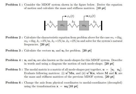 Solved Problem 1 Consider The Mdof System Shown In The