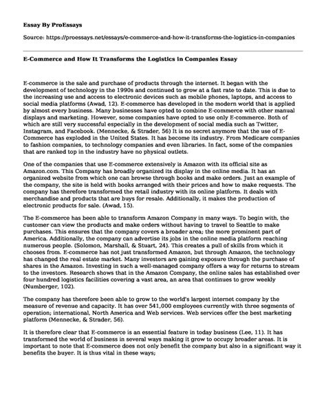 📌 E Commerce And How It Transforms The Logistics In Companies Free