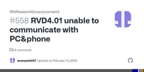 Rvd401 Unable To Communicate With Pcandphone · Issue 558 · Rfidresearchgroupproxmark3 · Github