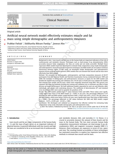 Pdf Artificial Neural Network Model Effectively Estimates Muscle And