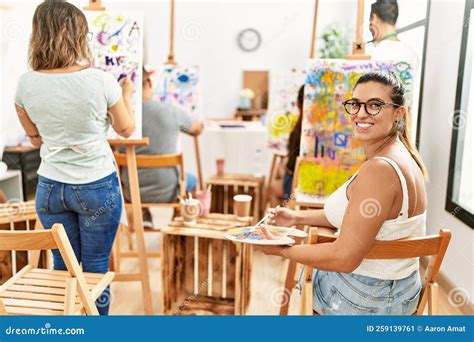 Group Of Draw Students Drawing At Art Studio Stock Image Image Of