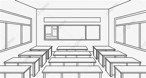 School Classroom Line Drawing Png Image