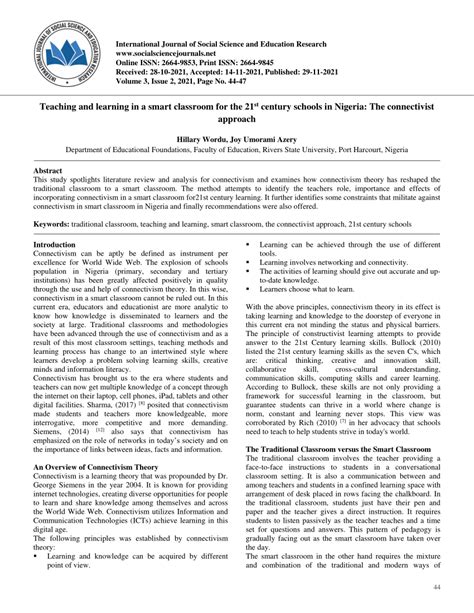 Pdf Teaching And Learning In A Smart Classroom For The 21 St Century