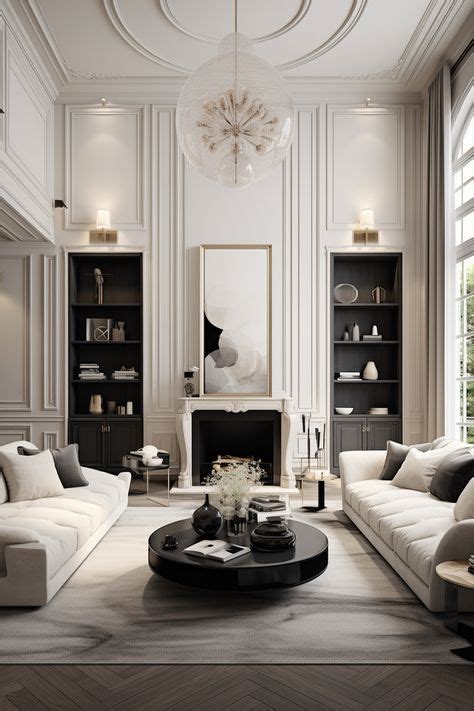 Neoclassical Elegance In A Monochrome Living Room