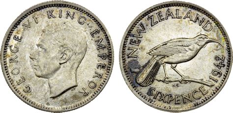 New Zealand Ar 6 Pence 1942 Xf Stephen Album Rare Coins