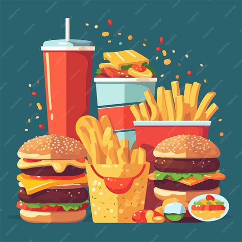 Premium Vector Fast Food Flat Vector Illustration