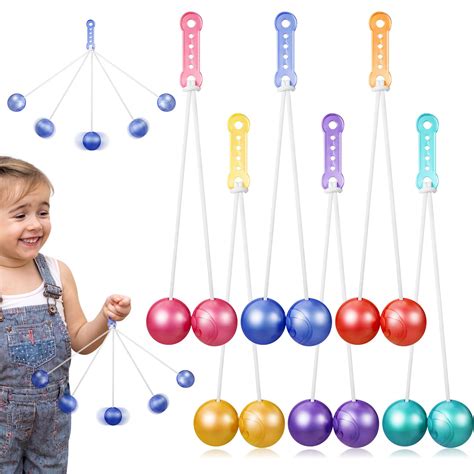Liliful 6 Pcs Clackers Balls On A String Hands Lato Lato