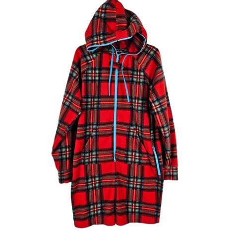 Chubbies Mens Medium Fleece Romper Shorts Hooded Red Plaid Christmas