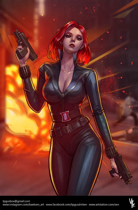 Artstation Black Widow검은 과부거미 Sen Baek Black Widow Avengers