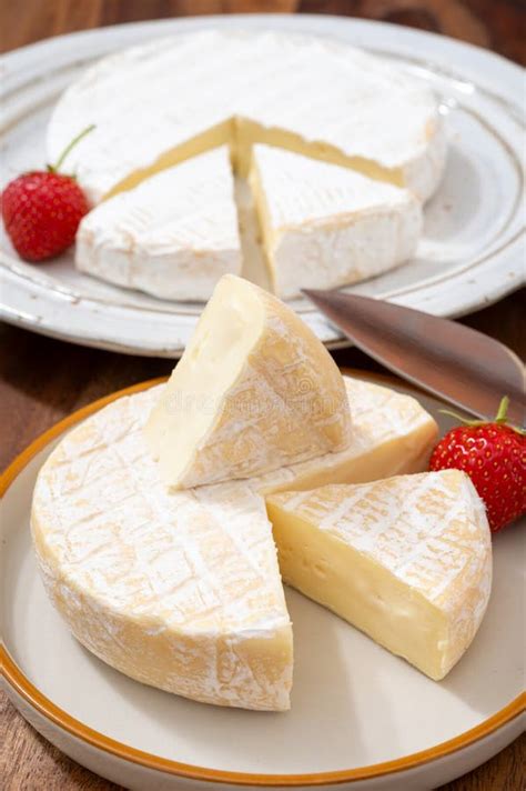 French Soft Camembert Cheese Original Camembert De Normandie Close Up