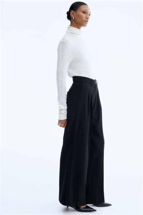 Womens Black Wide Leg Dress Pants Handm Us