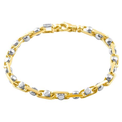 Sauro White Yellow Gold Mens Link Bracelet 3500 At 1stdibs Sauro