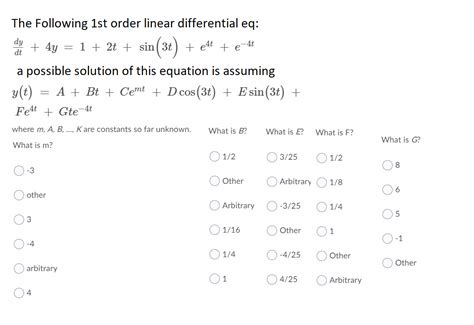 Solved The Following 1st Order Linear Differential Eq Dy
