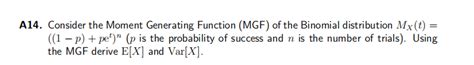 Solved 14 Consider The Moment Generating Function Mgf Of