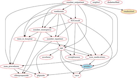 Diabetes Bayesian Network Class Label Readmitted Protected