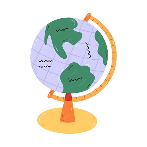 Premium Vector Cute Cartoon Globe With Stand For School Lesson Of