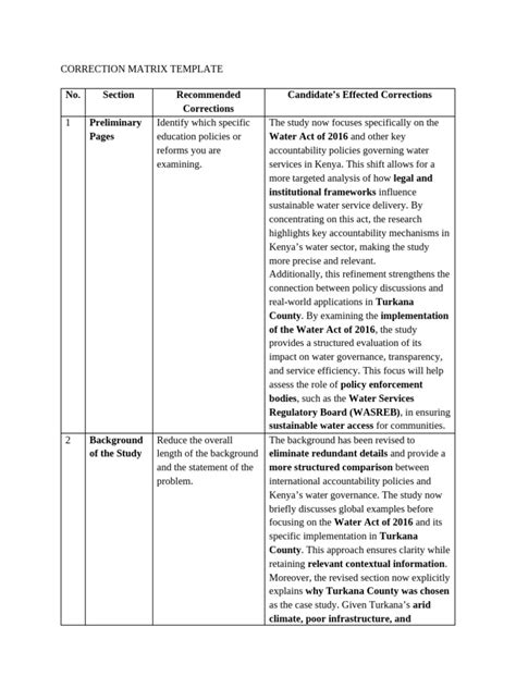 Correction Matrix Template Pdf Governance Non Governmental