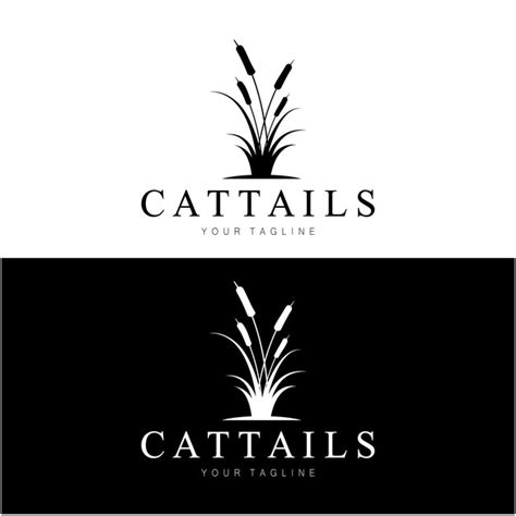 Premium Vector Cattails Or River Reed Grass Plant Logo Design Aquatic