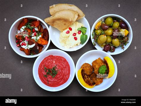 Vegetarian Food Selection Of Middle Eastern Food Mezze Beetroot