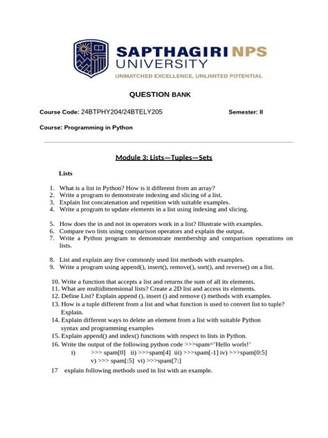 Question Bank Python Module3 Updated Pdf Software Development Programming Paradigms