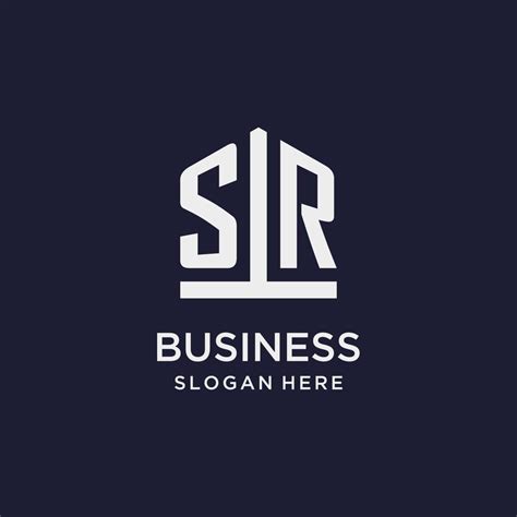 Sr Initial Monogram Logo Design With Pentagon Shape Style 12736078