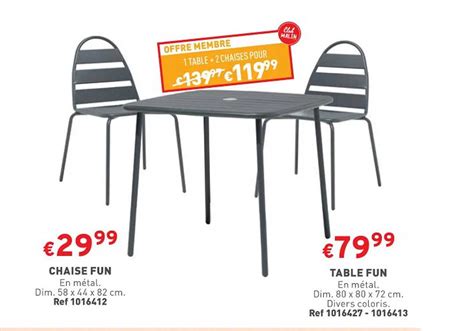 Promo Chaise Fun Table Fun Chez Trafic Icataloguefr