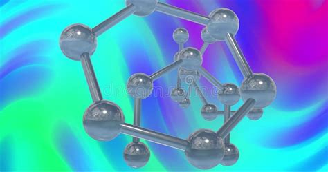 Molecular Structure Image Over Vibrant Colorful Gradient Background Stock Illustration