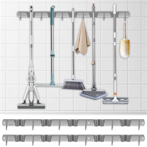 Broom Holder Wall Mount Stainless Steel Mop And Broom Holder With 5