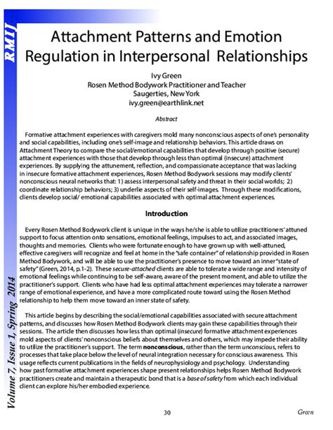Pdf Attachment Patterns And Emotion Regulation In Interpersonal Relationships