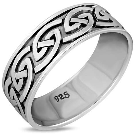 Plain Rings Celtic Knot Mens Sterling Silver Band Ring Rp607