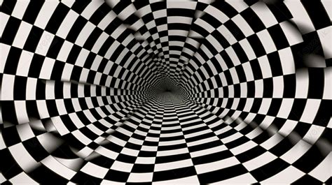 Stunning Black And White Checkered Pattern Enhances The Visual Appeal Of A Circular Tunnel