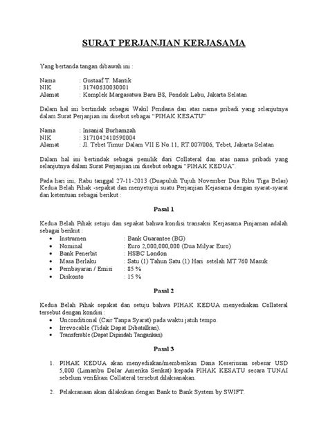 Surat Perjanjian Kerjasama Collateral Rev12 Pdf