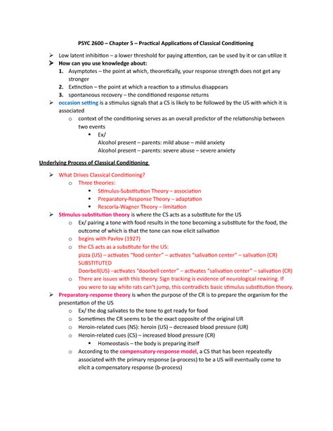Psyc 2600 Chapter 5 Practical Applications Of Classical