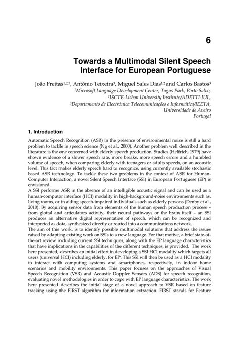 Pdf Towards A Multimodal Silent Speech Interface For European Portuguese