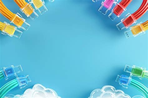 Multi Colored Ethernet Cables With Text Space Premium Ai Generated Image