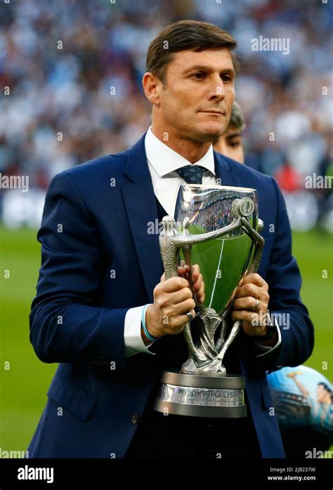 London England June 01 Javier Zanetti Holding The Trophy Former