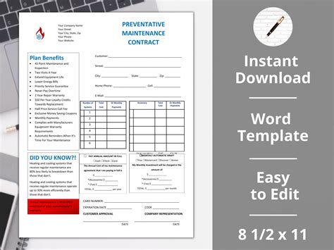 Hvac Preventative Maintenance Contract ︱ Template︱ Service Contract