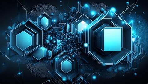Premium Photo Blue Geometric Shape Abstract Technology