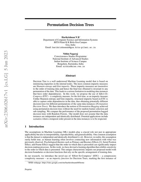 Pdf Permutation Decision Trees