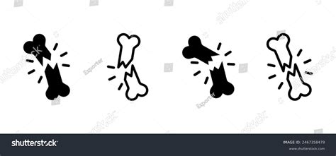 Set Broken Bone Vector Icons Fractured Stock Vector Royalty Free