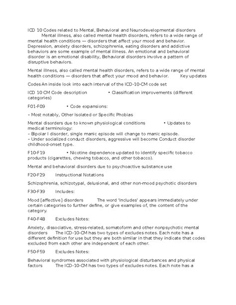 F01 F99 Mental Behavioral And Neurodevelopmental Disorders Icd 10